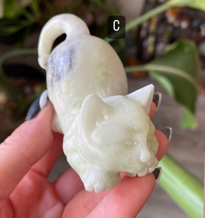 Lushan Jade Cat Crystal Natural Stone Carved and Polished - Etsy