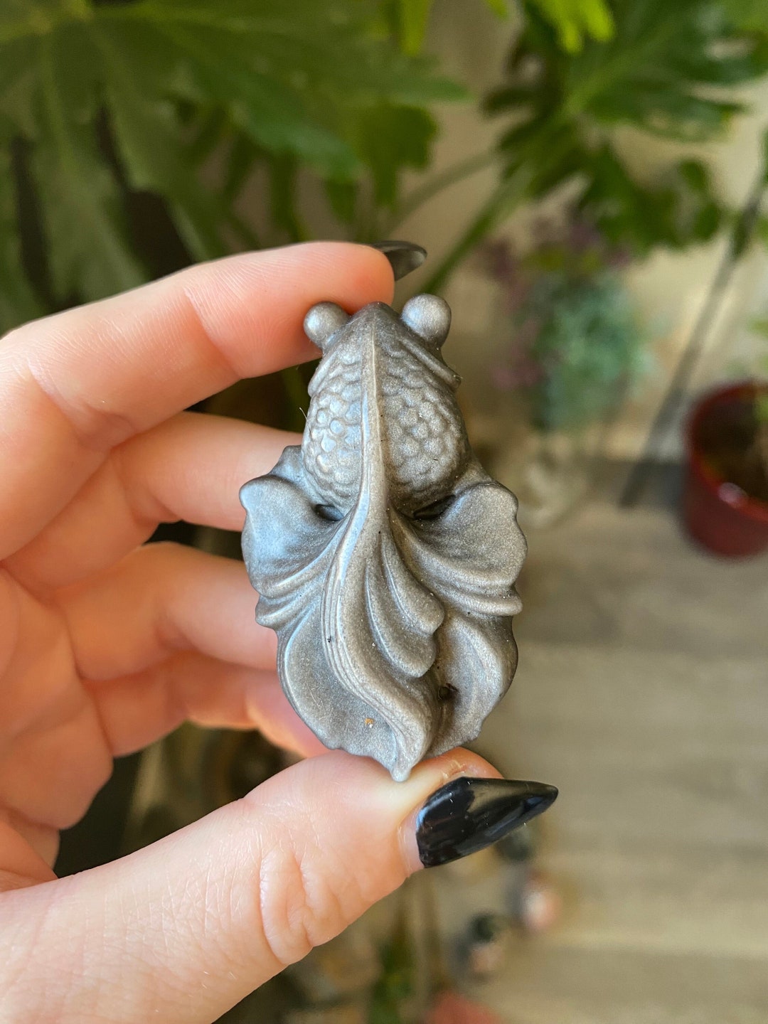 Silver Sheen Obsidian Koi Crystal | Natural Carved and Polished Stone ...
