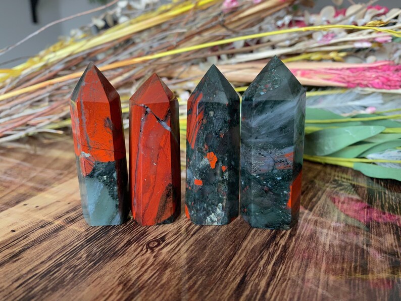 Bloodstone Tower Natural Stone Carved Point Crystal - Etsy