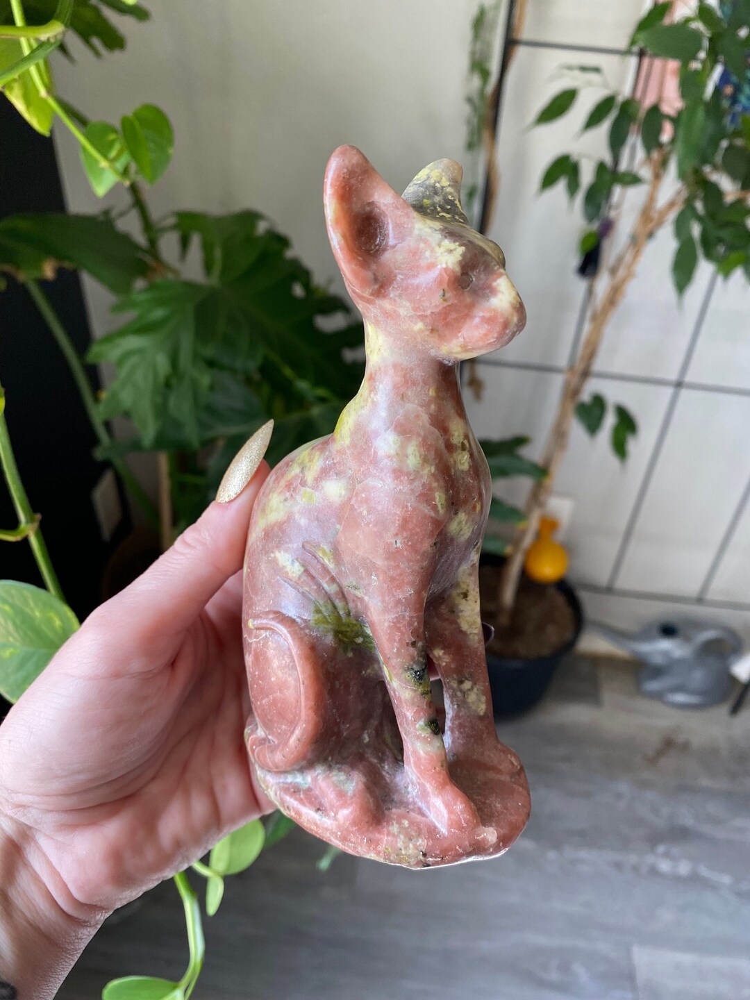 1.2lb Red Aventurine + Serpentine Sphinx Cat Crystal Large | Natural ...