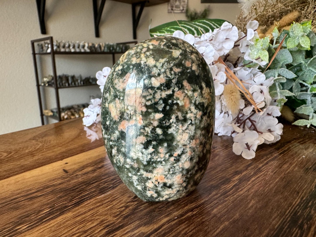 Green Quartz & Feldspar Crystal Free Form | Natural Carved and Polished ...