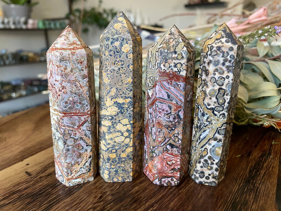 Leopard Skin Jasper Tower Natural Carved Stone Point | Leopardskin Red ...
