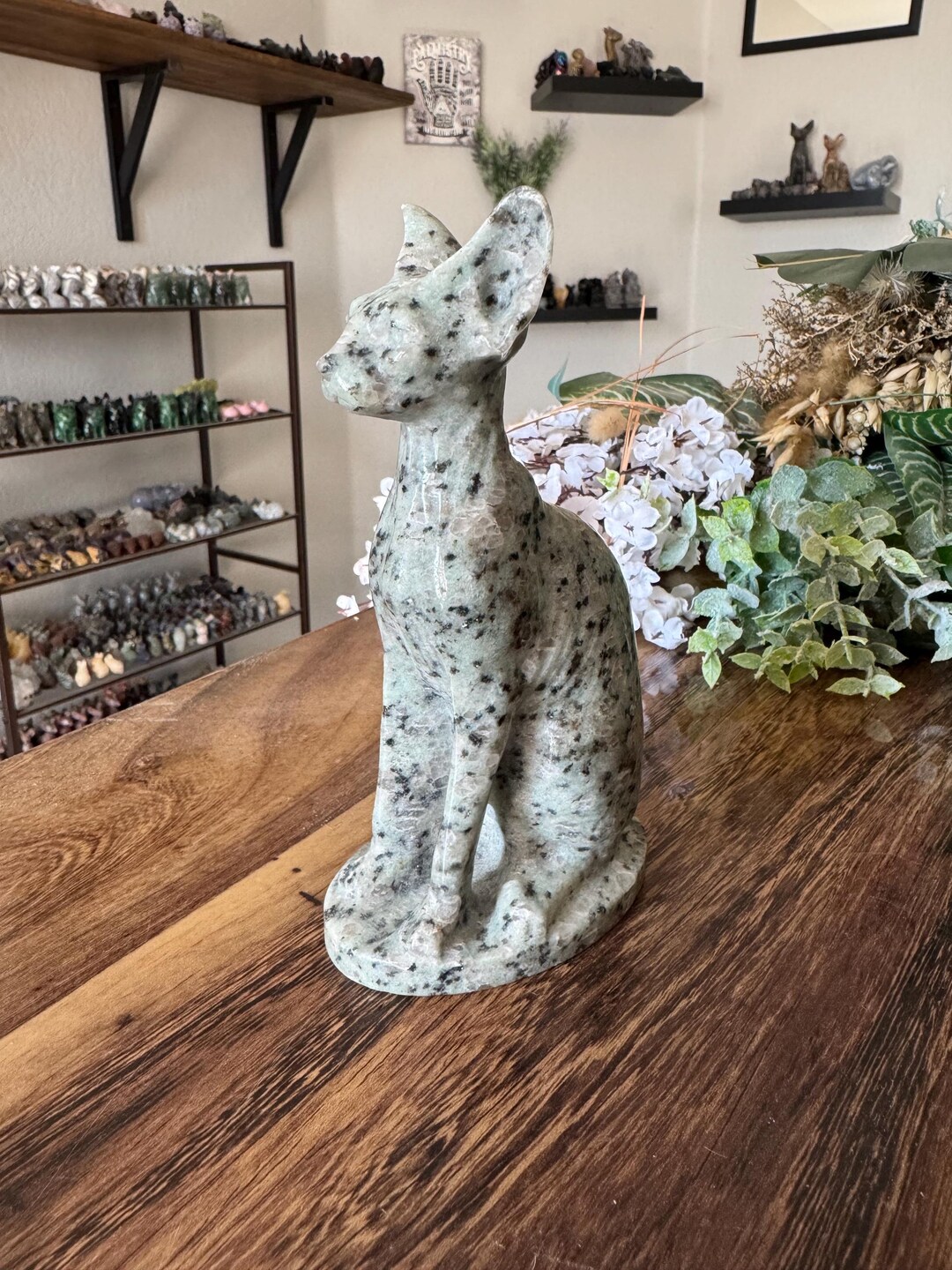 1.1lb Kiwi Jasper Sphinx Cat Crystal Large | Natural Carved and ...