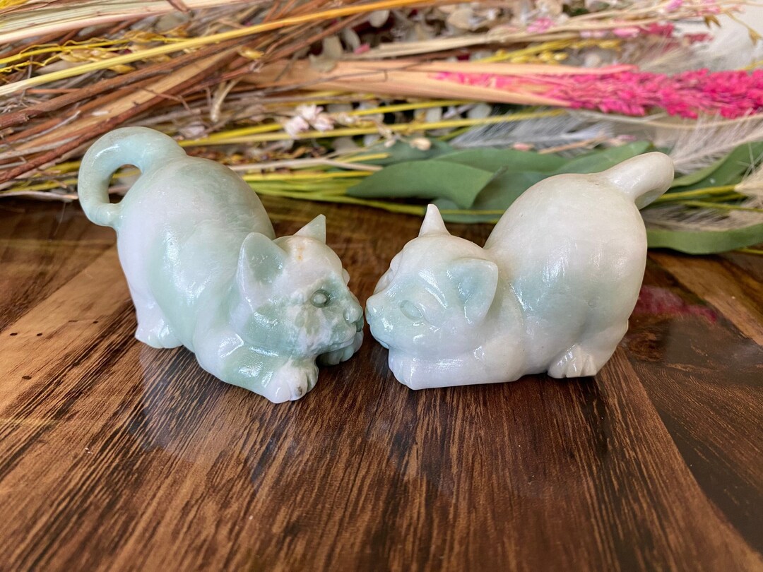 Lushan Jade Cat Crystal Natural Stone Carved and Polished - Etsy