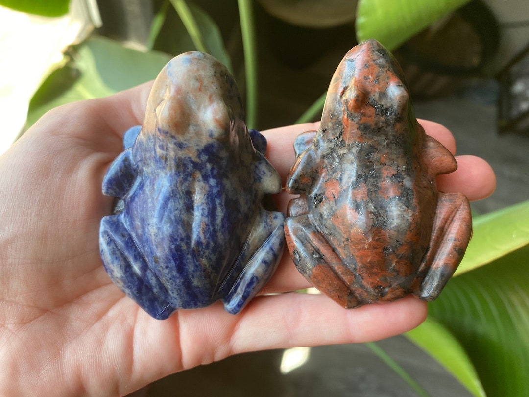 Crystal Frog Assorted Carved Natural Stone | Labradorite | Sunstone ...