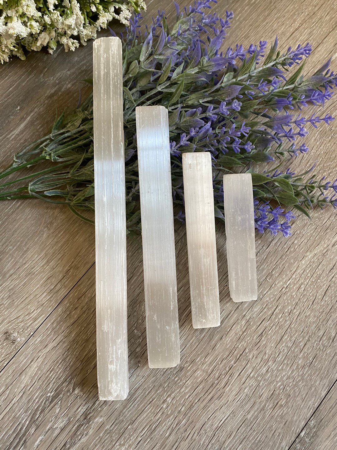 Selenite Stick Wand Bar Natural Raw Mini to Large | Crystal Charging ...