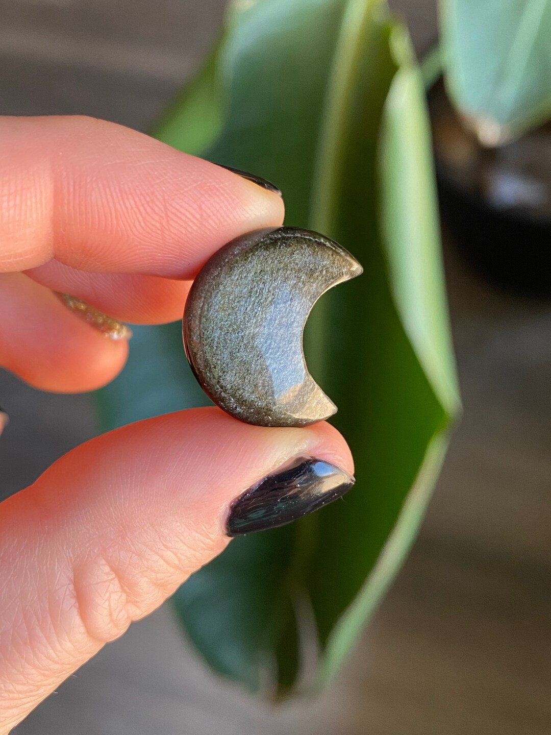 Black Obsidian Gold Sheen Moon Mini | Crystal Metaphysical Healing and ...