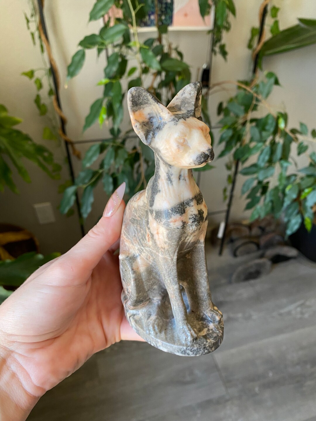 1.2lb Pink Zebra Jasper Sphinx Cat Crystal Large | Natural Stone ...