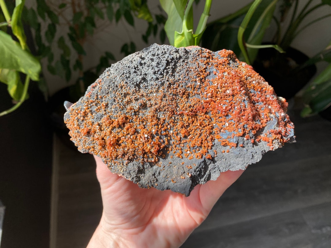 Druzy Red Vanadinite Crystal on Stone Matrix | Natural Gemstone ...