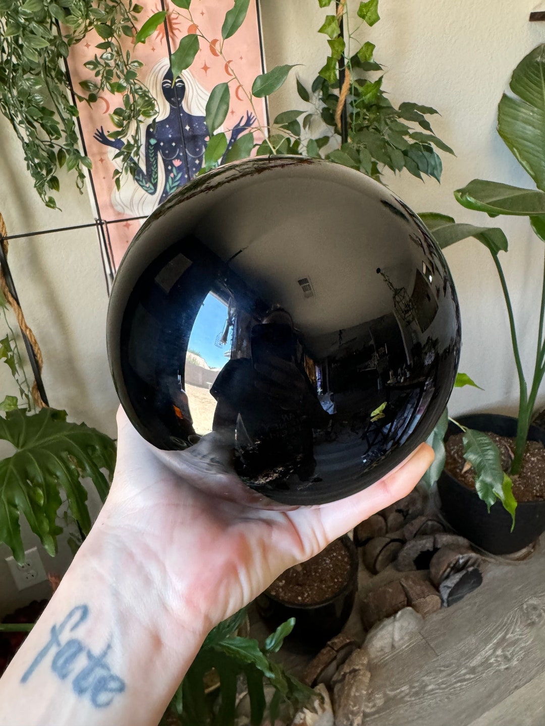 7.8lb Black Obsidian Sphere Crystal | Natural Stone Carved & Polished ...