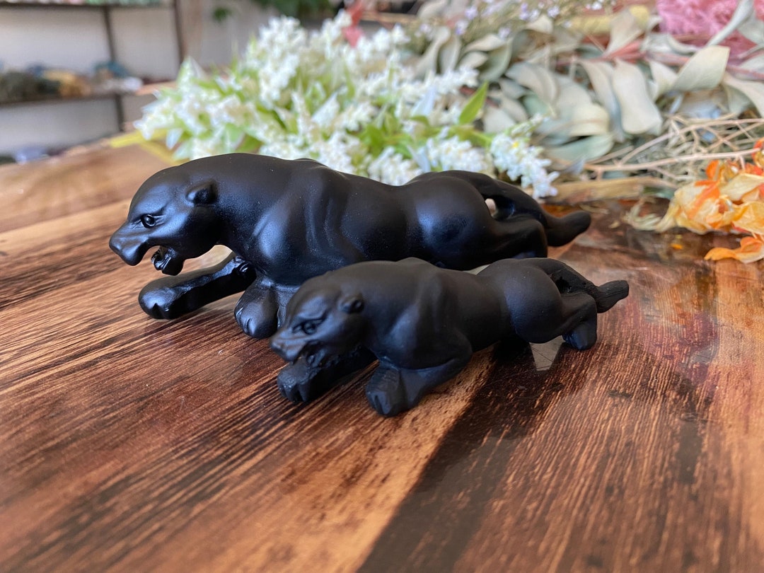 Black Obsidian Leopard Crystal | Natural Carved Stone Black Jaguar ...
