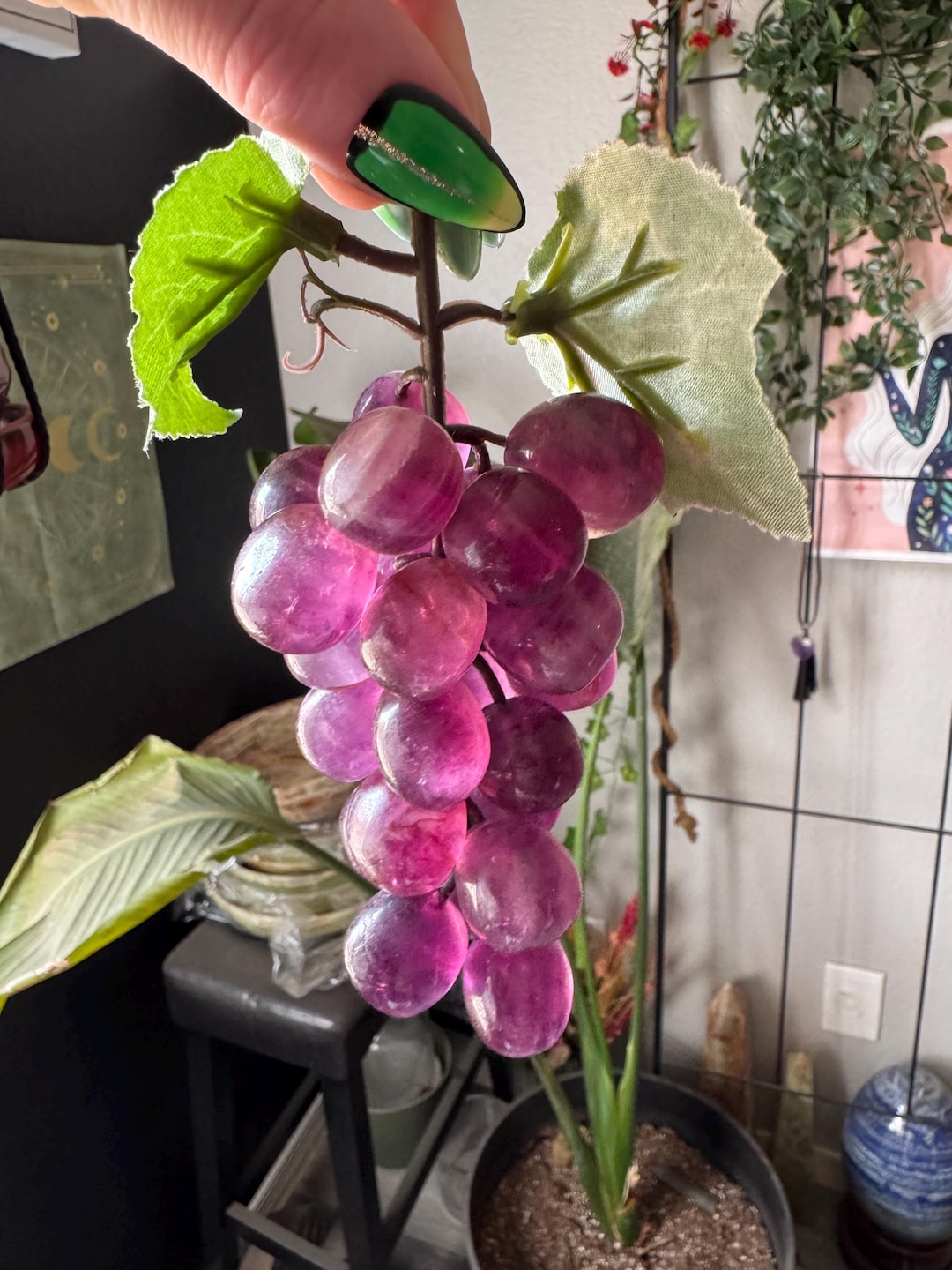 Purple Fluorite Grape Cluster Crystal | Carved and Polished Natural ...