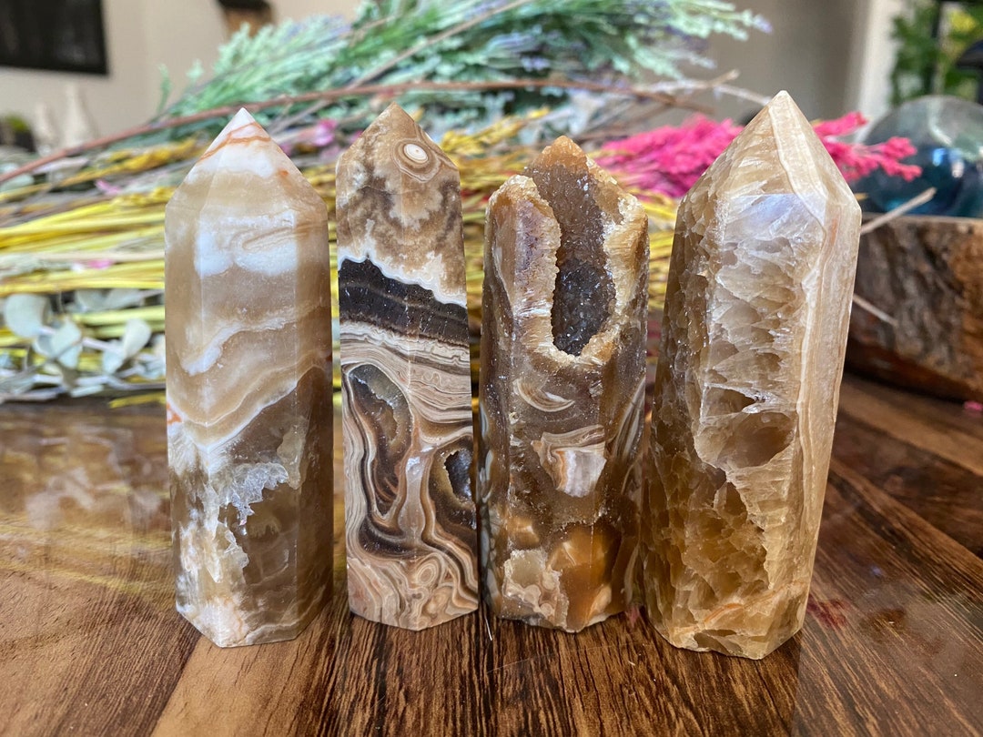 Amber Agate Stone Towers Natural Amber Agate Crystal Points - Etsy