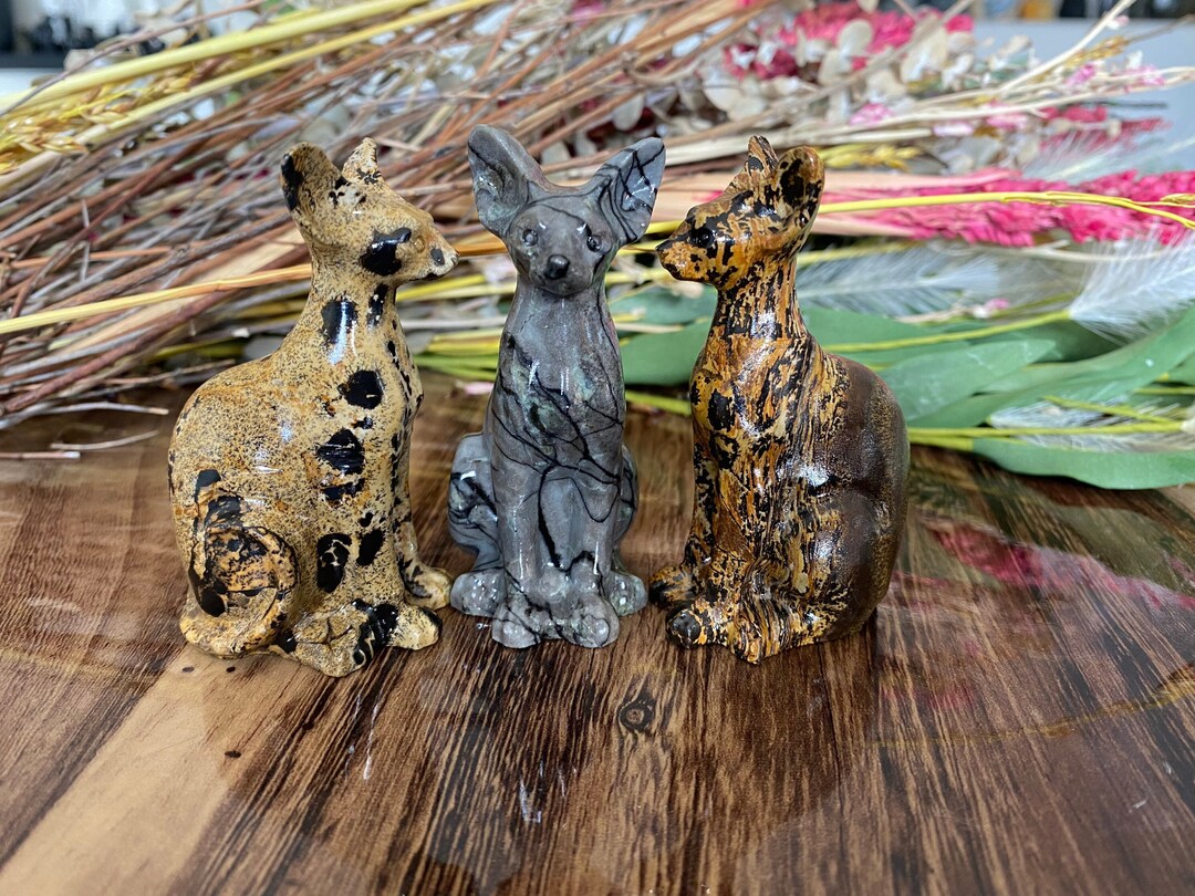 Picture Jasper Sphinx Cat Crystal | Natural Carved and Polished Picture ...