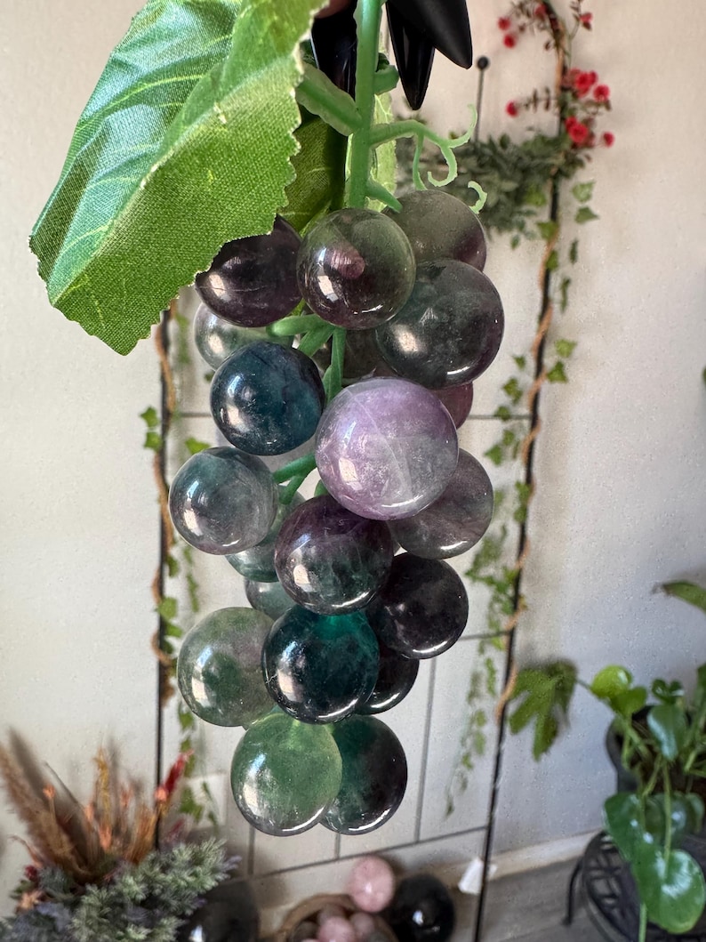 Purple & Green Fluorite Grape Cluster Crystal | Carved and Polished ...