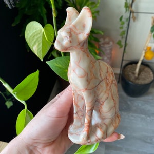 1.2lb Red Vein Jasper Sphinx Cat Crystal | Natural Stone Polished and ...