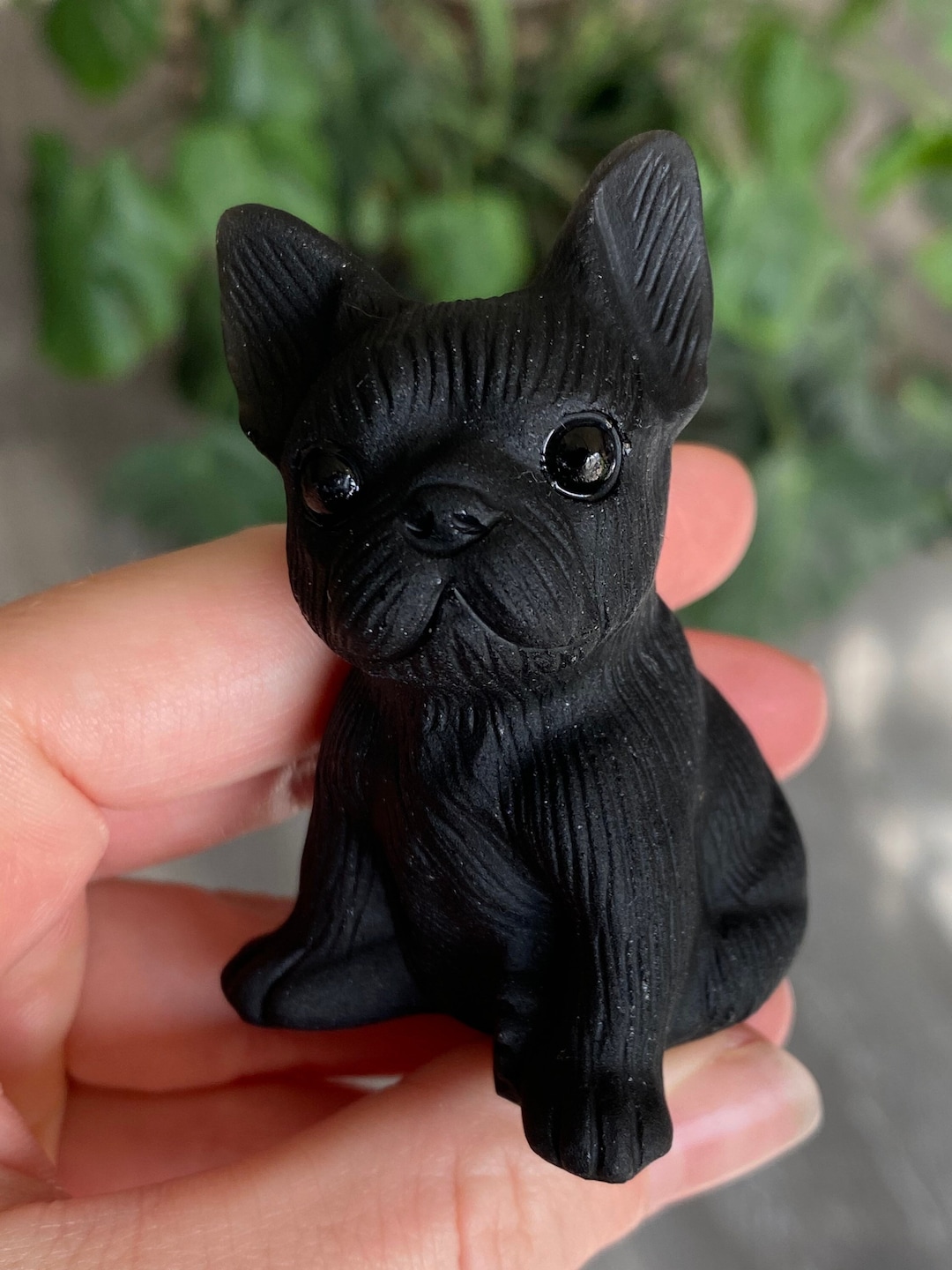 Black Obsidian Dog | Crystal French Bulldog | Crystal Metaphysical ...