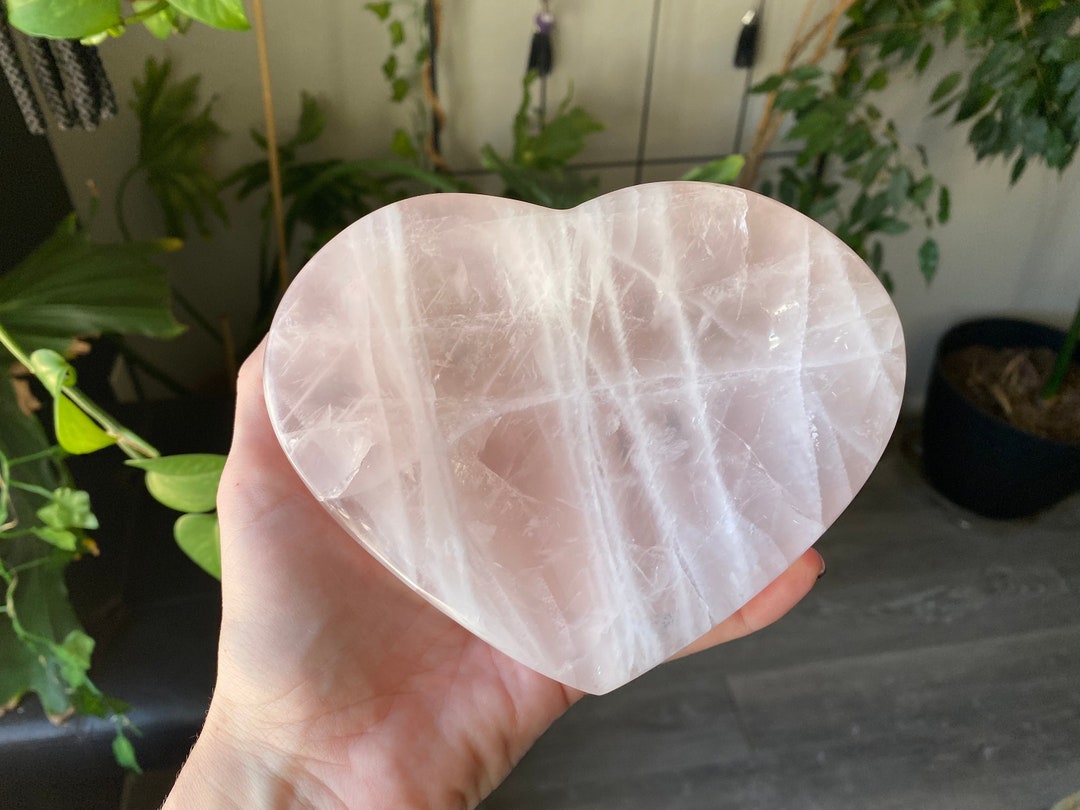 1.7lb Rose Quartz Crystal Dish | Rose Quartz Carved & Polished Tray ...