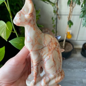 1.2lb Red Vein Jasper Sphinx Cat Crystal | Natural Stone Polished and ...