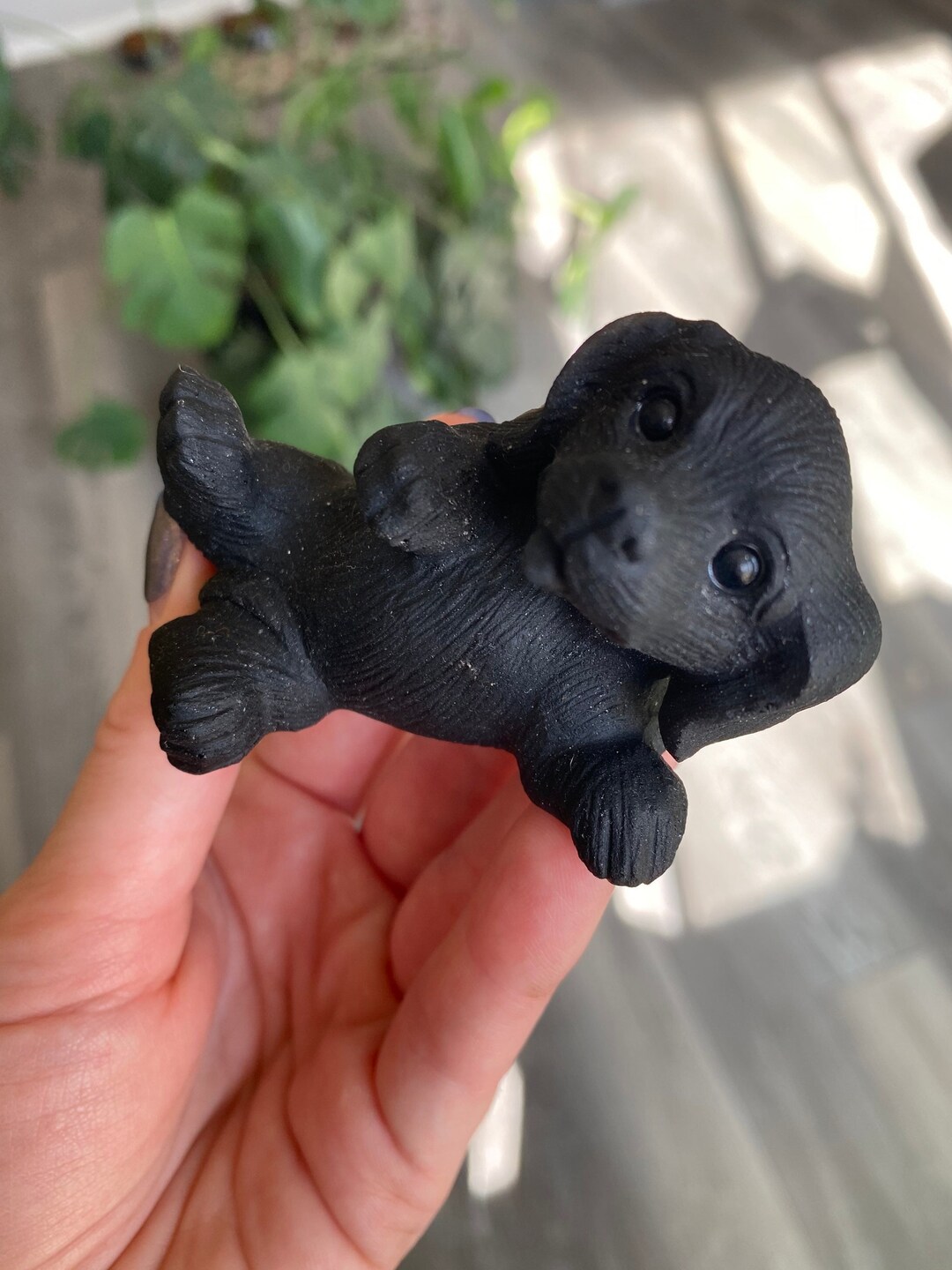 Black Obsidian Dog | Cute Crystal Canine | Crystal Metaphysical Home ...