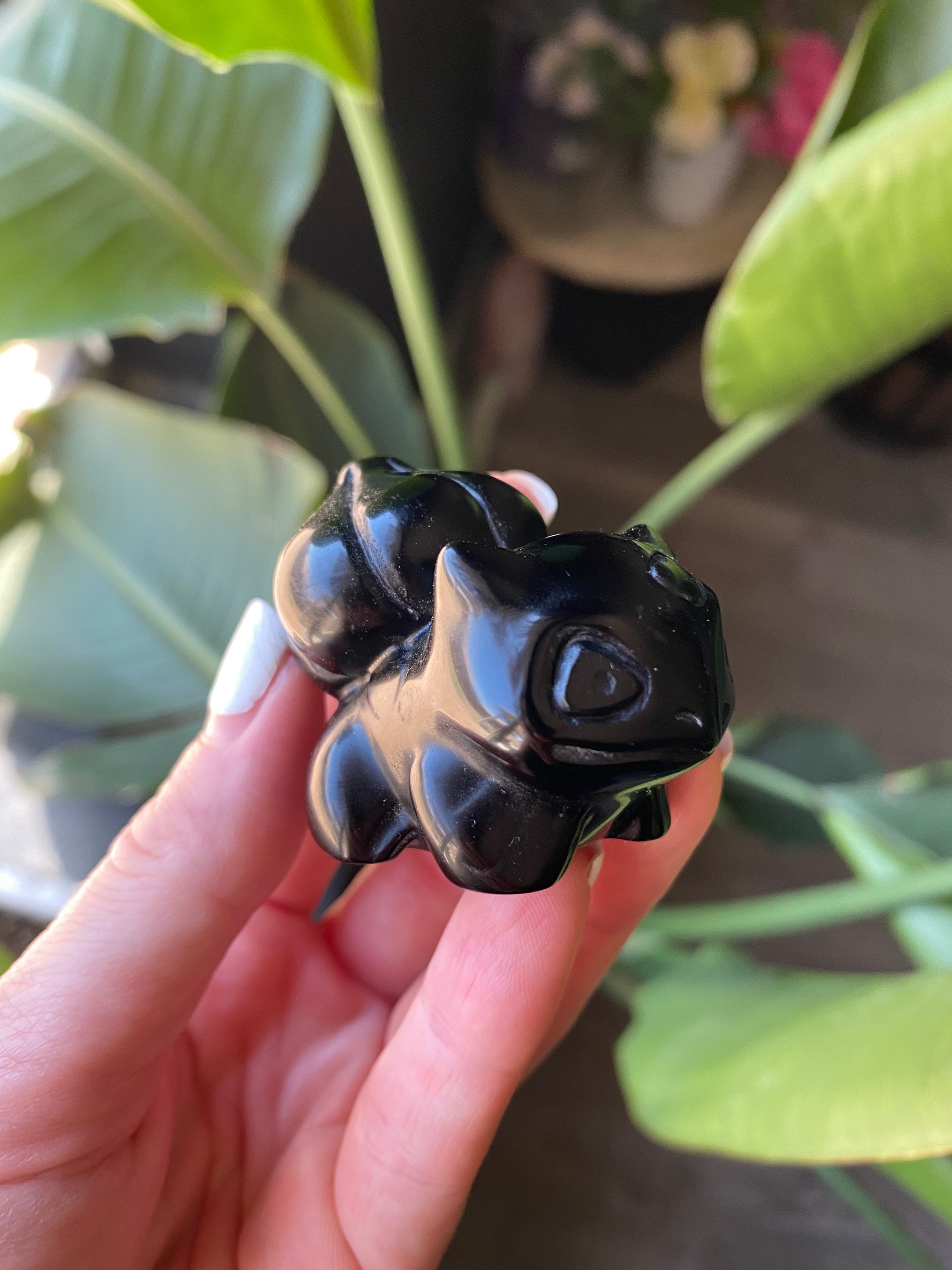 Black Obsidian Bulbasaur Crystal Natural Carved and Polished - Etsy