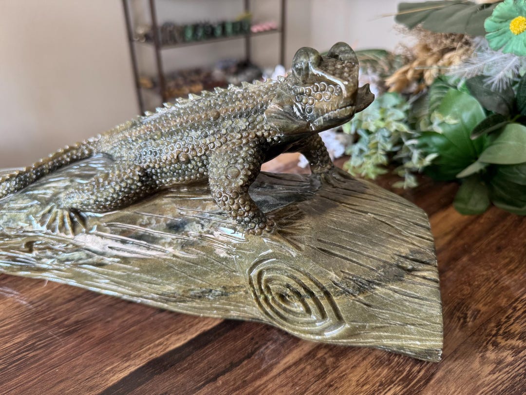 14.4lb Green Jade Lizard Crystal Large XL | Natural Stone Carved ...