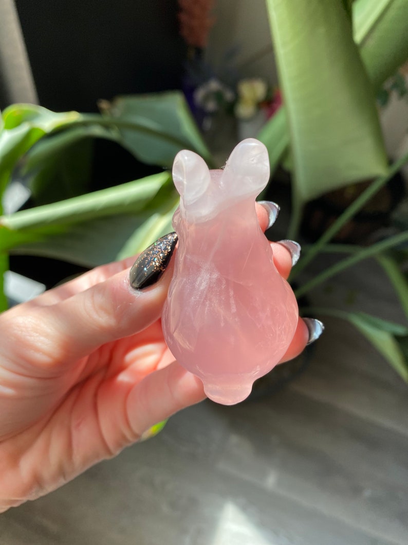 Rose Quartz Rabbit Crystal Natural Rose Quartz Stone Carved - Etsy