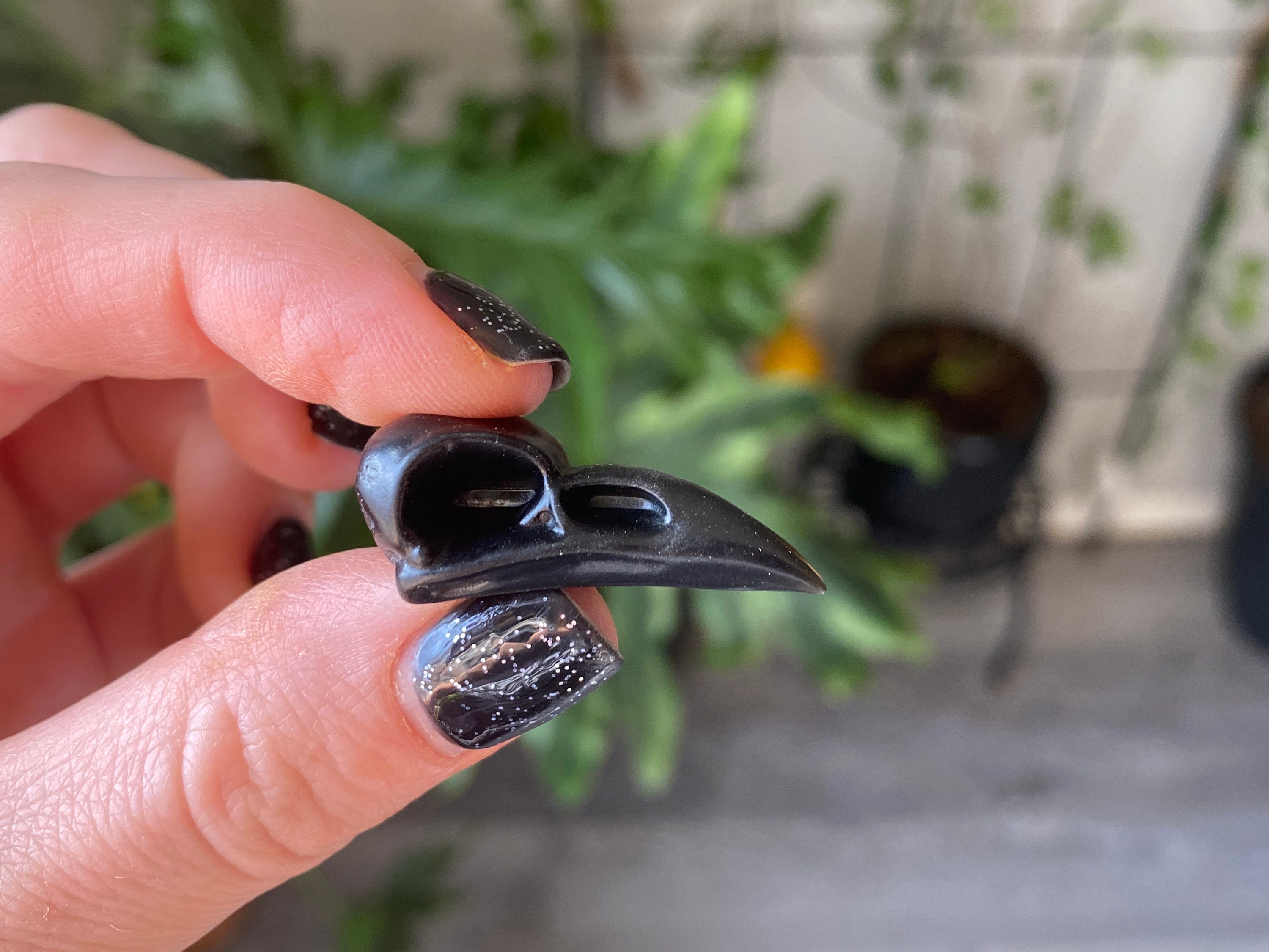 Black Obsidian Raven Crow Skull | Crystal Bird Skull | Crystal Witchy ...