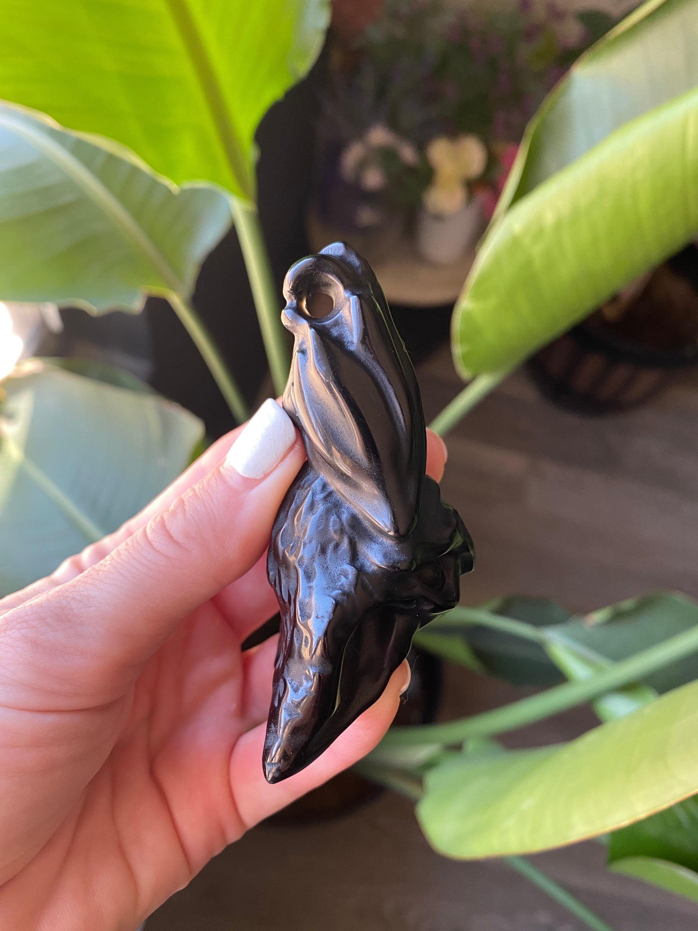 Black Obsidian Bat Crystal Natural Carved and Polished Black - Etsy