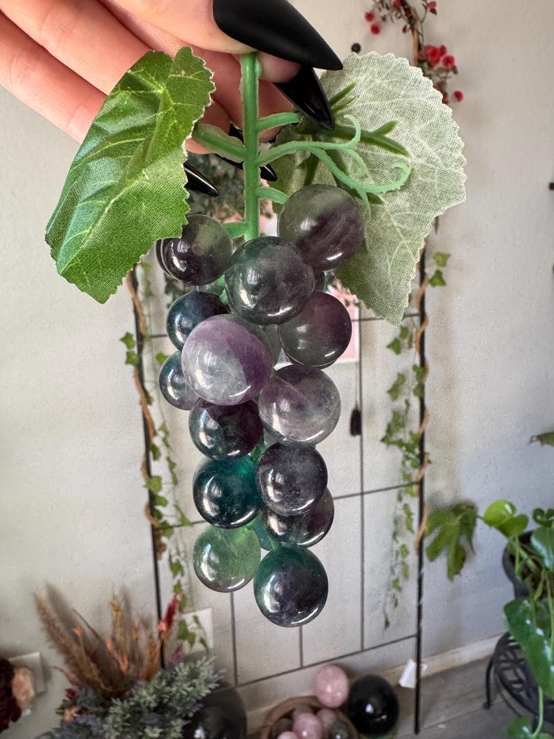 Purple & Green Fluorite Grape Cluster Crystal | Carved and Polished ...