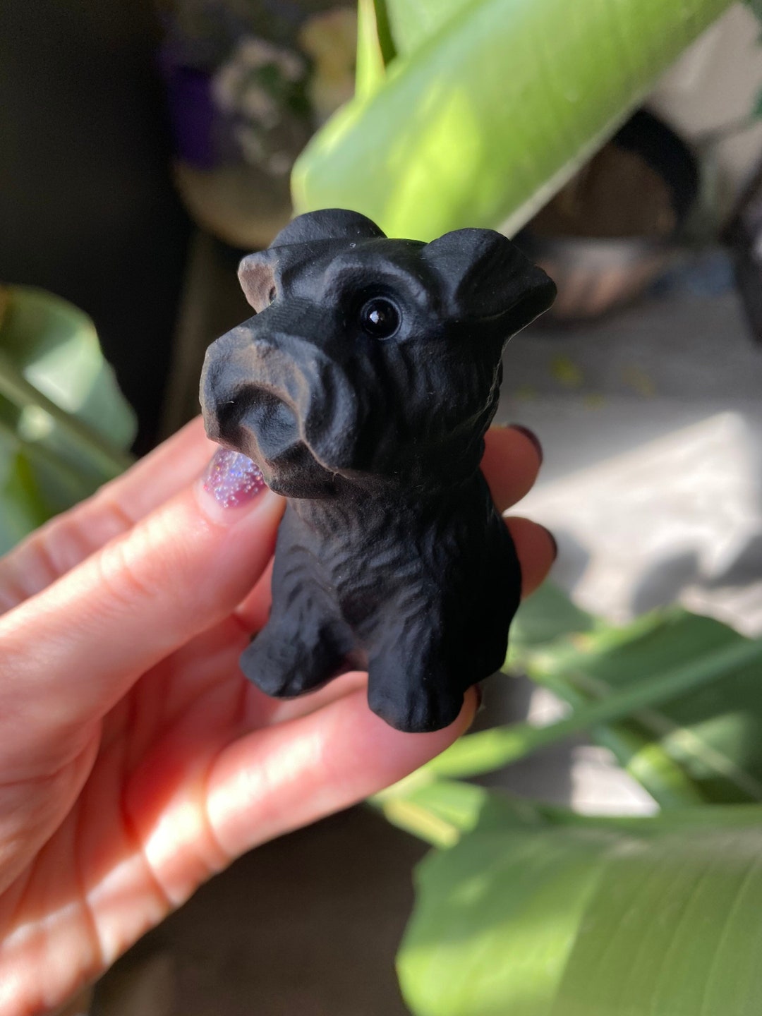 Black Obsidian Dog Scottish Terrier Crystal | Natural Stone Black ...