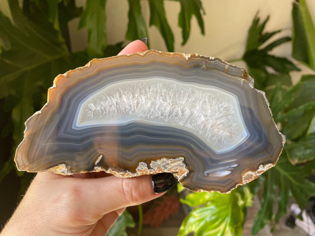 1lb Agate Geode Half Polished Natural Crystal Slab | Metaphysical Home ...