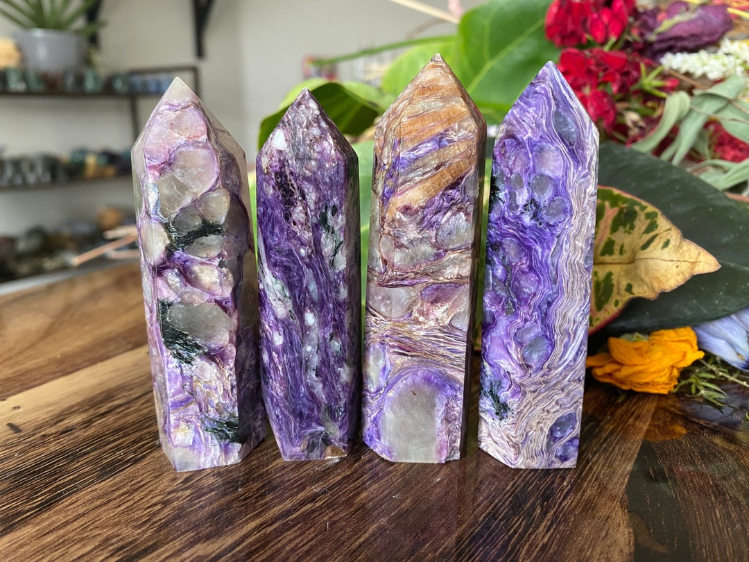Charoite Stone Tower Point | Natural Rare Charoite Crystal Generator ...