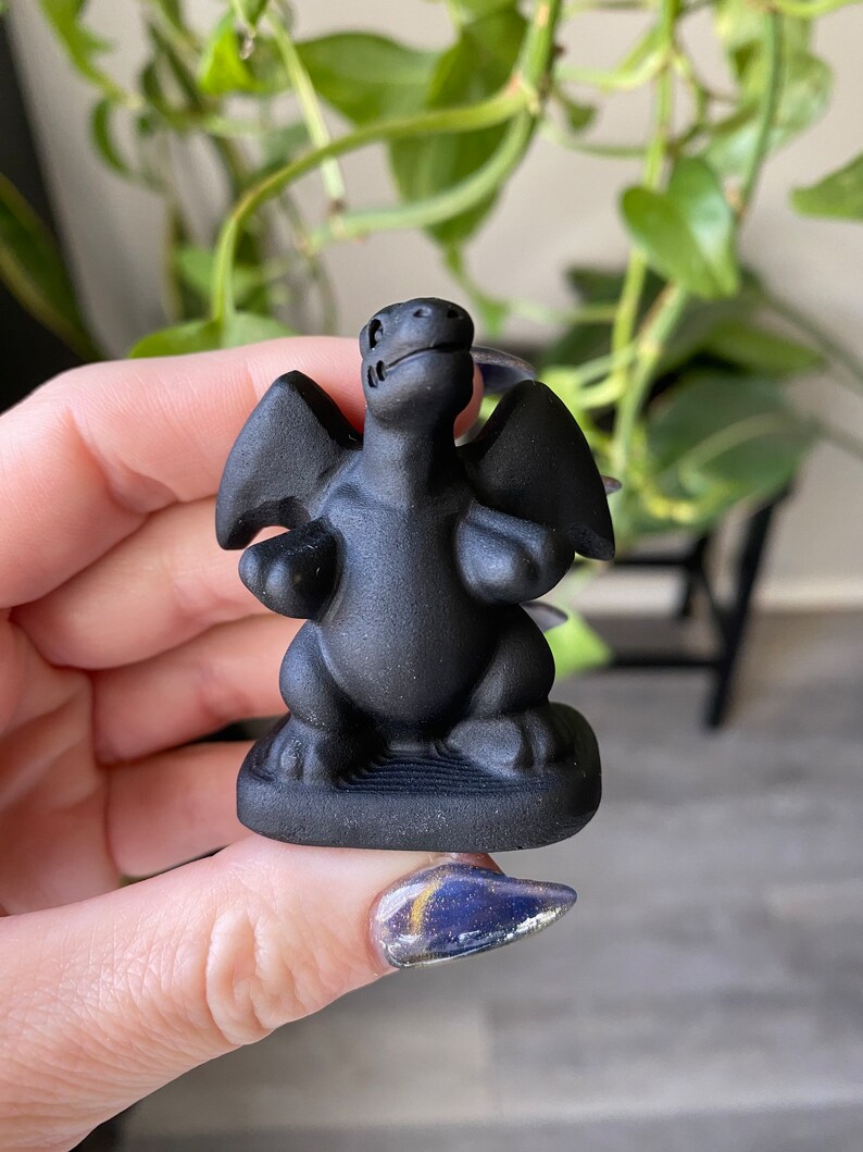 Black Obsidian Charizard Crystal | Natural Carved Stone Shiny Version ...