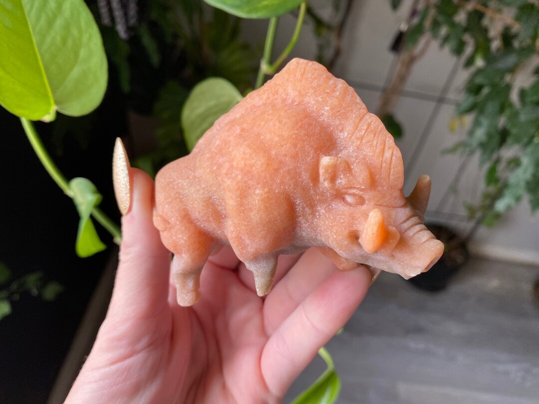 Sunstone Warthog Crystal | Natural Stone Carved Pig | Metaphysical ...