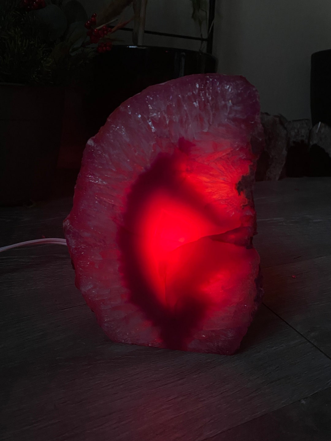 Agate Crystal Lamp Color Enhanced | Base Cut and Polished Front | Cord ...