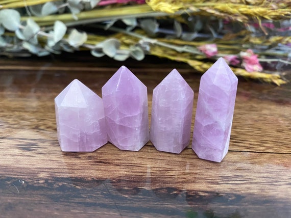 Kunzite Crystal Tower Point Mini Natural Kunzite Stone - Etsy