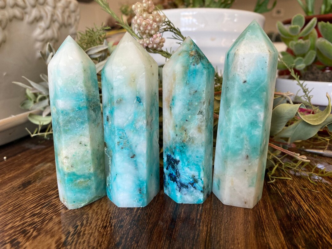 Phoenix Stone Crystal Tower Point Natural Stone Chrysocolla - Etsy