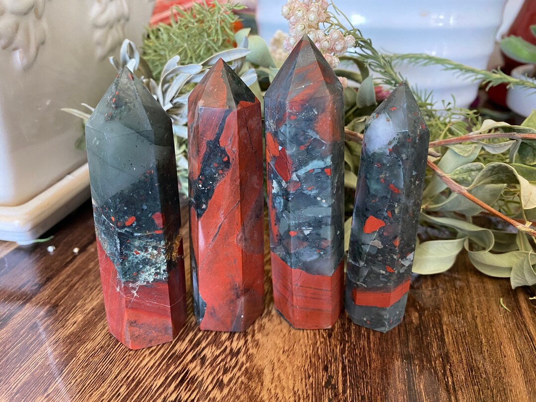 Bloodstone Tower Natural Stone Carved Point Crystal - Etsy