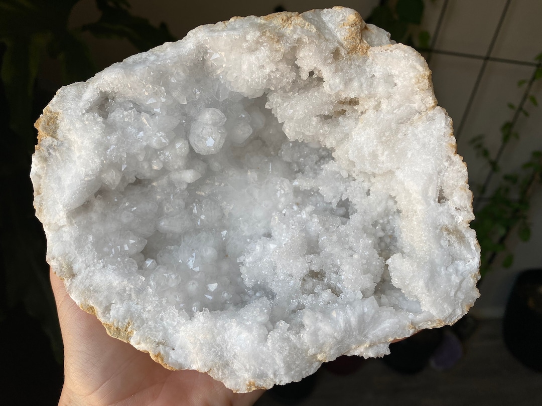 2.6lb Clear Quartz Crystal Geode Half | Natural Rock Specimen ...