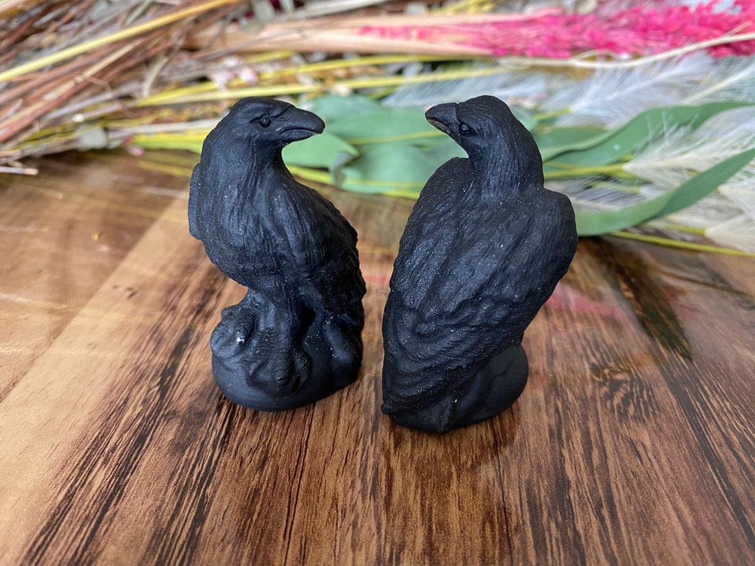 Black Obsidian Hawk Crystal | Natural Stone Carved Bird | Metaphysical ...