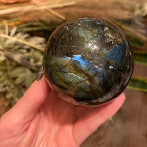 Labradorite Sphere Crystal | Carved and Polished Natural Labradorite ...