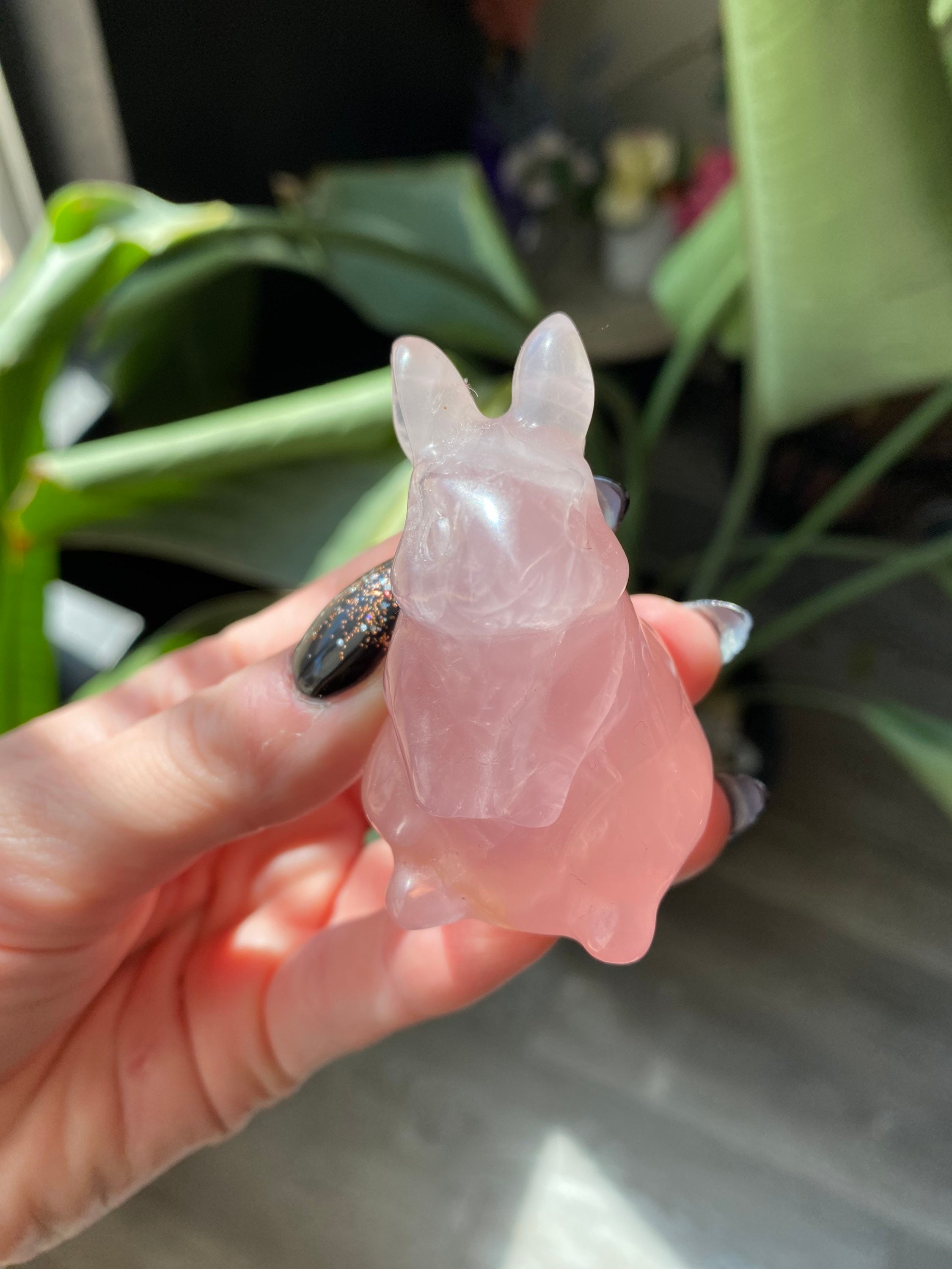 Rose Quartz Rabbit Crystal Natural Rose Quartz Stone Carved - Etsy