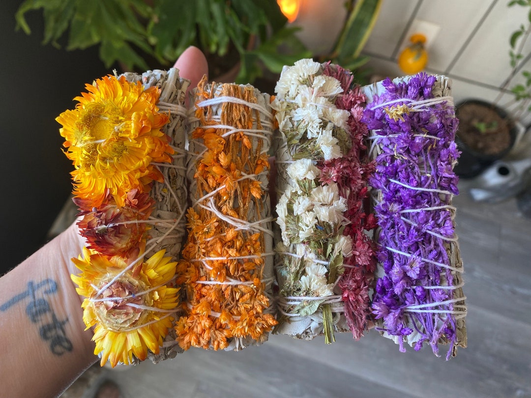 White Sage Individual Smudge Stick 4" to 9" | Flower Floral Sage Rose ...