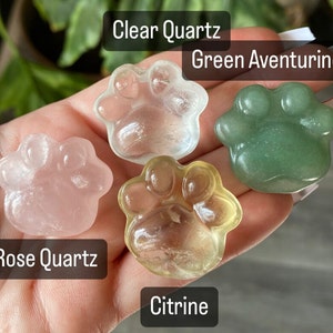 1.2inch Crystal Paw Print | Carved and Polished Natural Stone Dog Cat ...