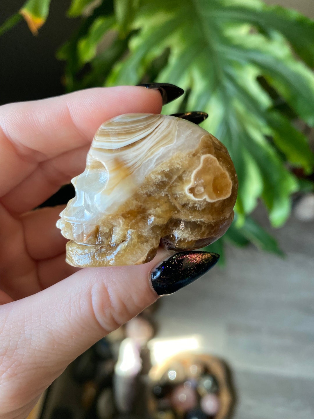 Amber Calcite Skull Crystal Natural Stone Carved & Polished - Etsy