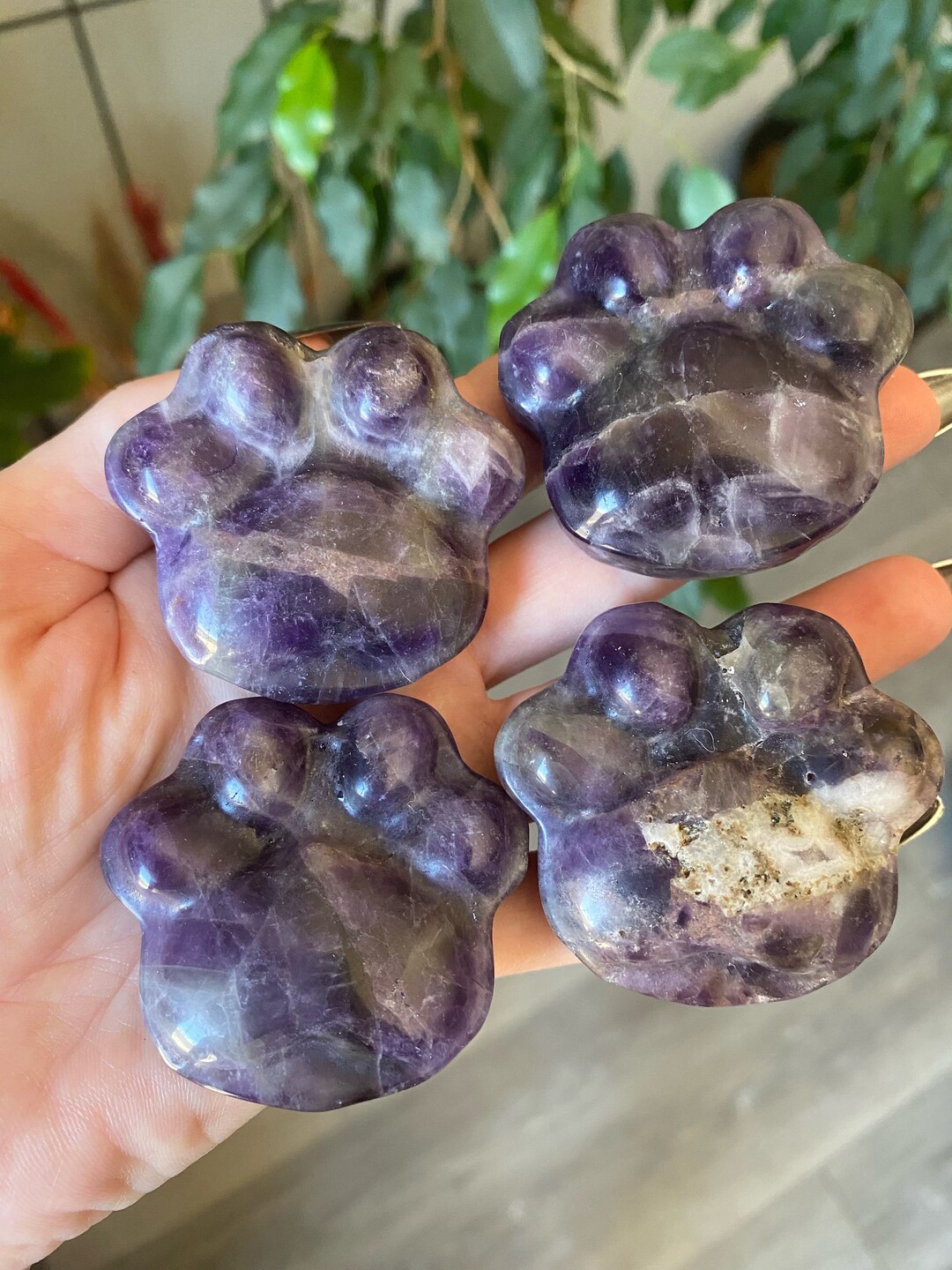 Amethyst Paw Print Crystal | Natural Amethyst Stone Cat Dog Paw ...