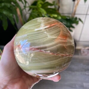 3lb Green Onyx Sphere Crystal Large | Natural Banded Stone Carved ...