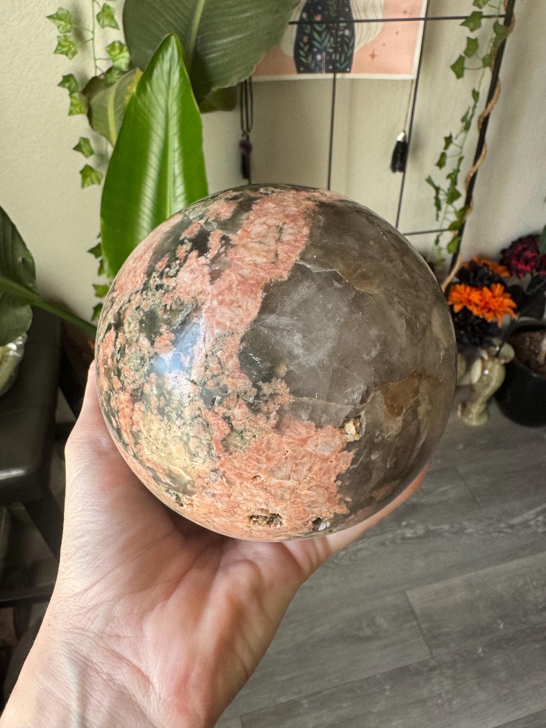 4.9lb Green Quartz & Feldspar Sphere Crystal Large | Natural Carved and ...