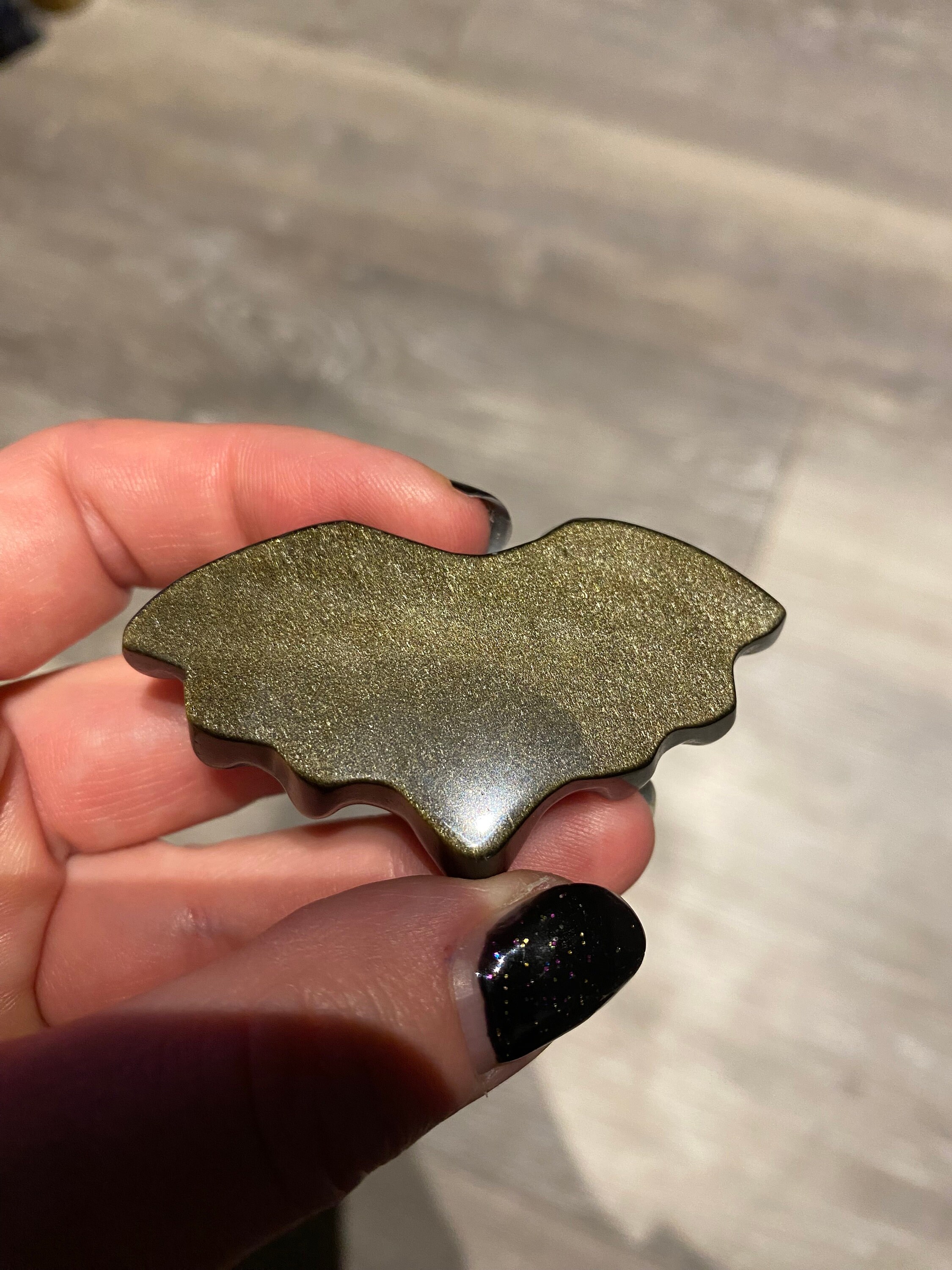 Black Obsidian Bat Crystal | Natural Carved and Polished Stone Silver ...